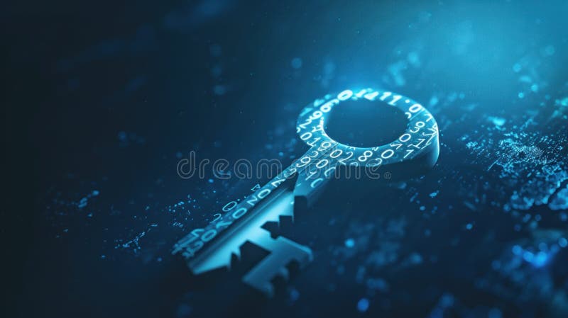 A Minimalist Graphic of a Digital Lock or Key with Binary Digits Stock Illustration ...