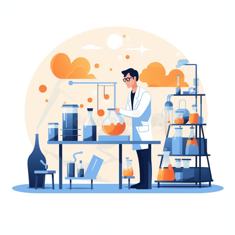 A Minimalist Graphic of a Scientist in a Lab. Flat Clean Illustration ...