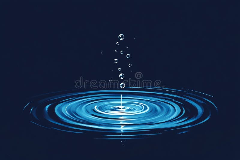 Minimalist Graphic of Water Droplet Impact and Ripple Effect Stock ...