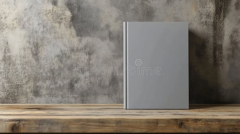 Minimalist Gray Book Cover Mockup on a Wooden Table with Ample Copy ...