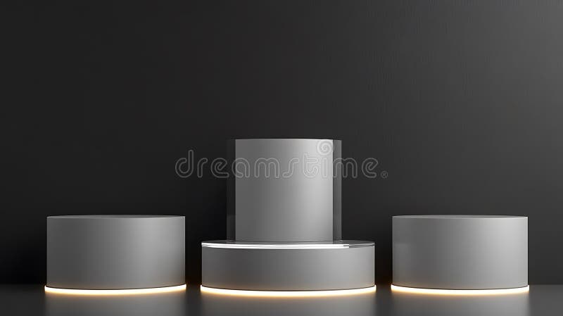 Minimalist Gray Cylindrical Display Platform with Lights Stock ...