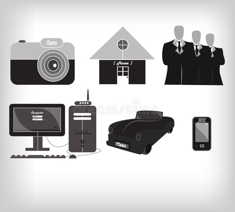 Minimalist Gray Icon stock vector. Illustration of computer - 26608664