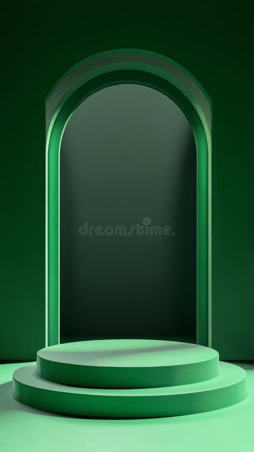 Minimalist Green Arch with Steps, Abstract Architectural Concept Stock ...