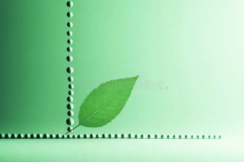 Minimalist Green Composition with Leaf and Dots on Light Green ...