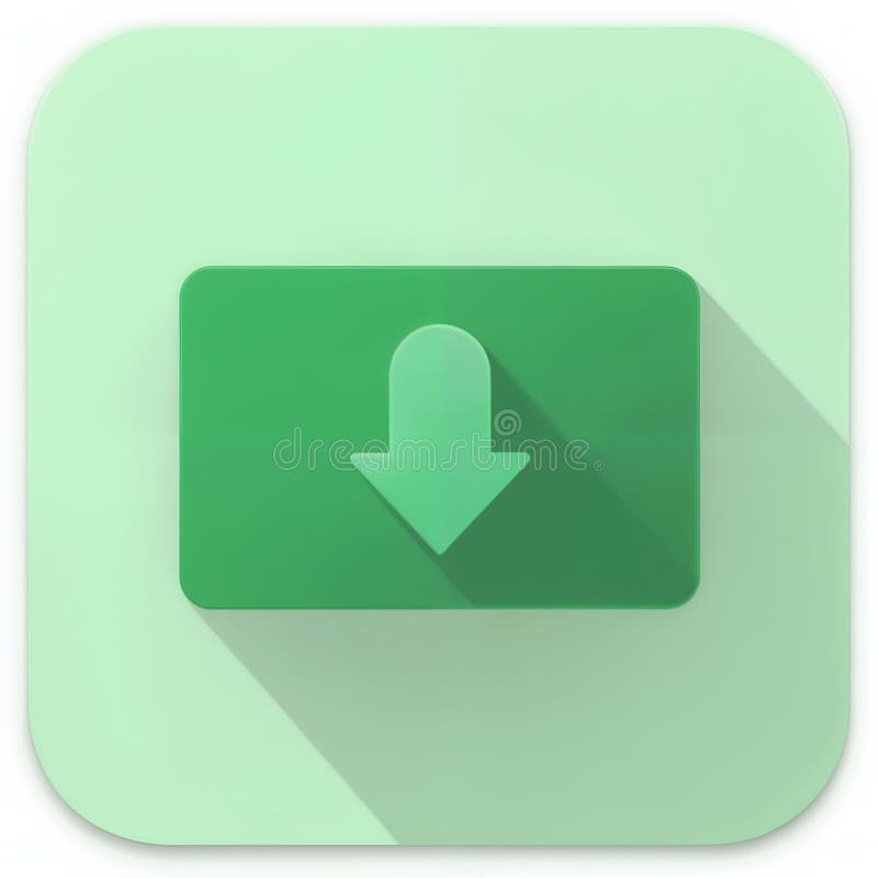Minimalist Green Download Icon on Light Green Background Stock ...