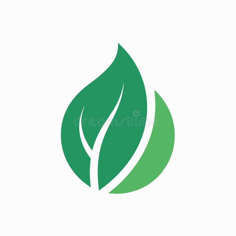 A Minimalist Green Leaf Logo Displayed on a Clean White Background, a ...