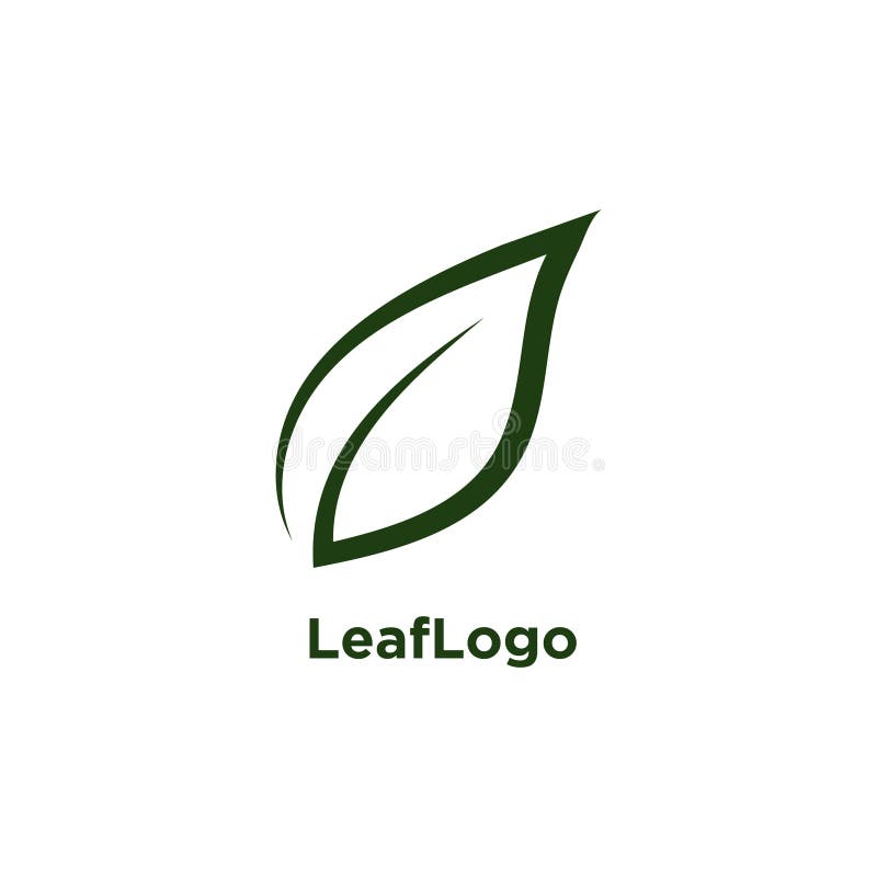 A Minimalist Green Leaf Logo Features a Simple Outline of a Leaf with a ...