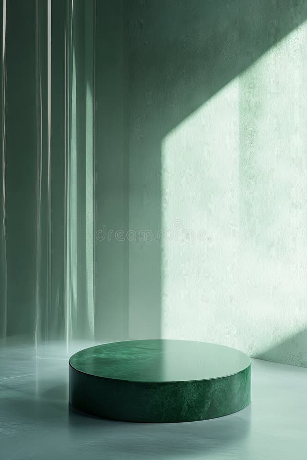 Minimalist Green Marble Platform in Sunlit Modern Interior Stock Image ...