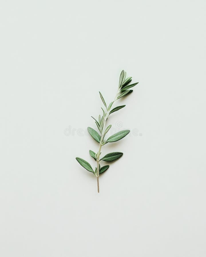 Minimalist Green Sprig on Off-White Background: a Study in Simplicity ...