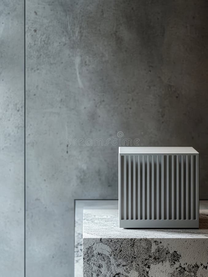Minimalist Grey Cube Against a Concrete Backdrop. Stock Image - Image of edgy, simplicity: 364348715