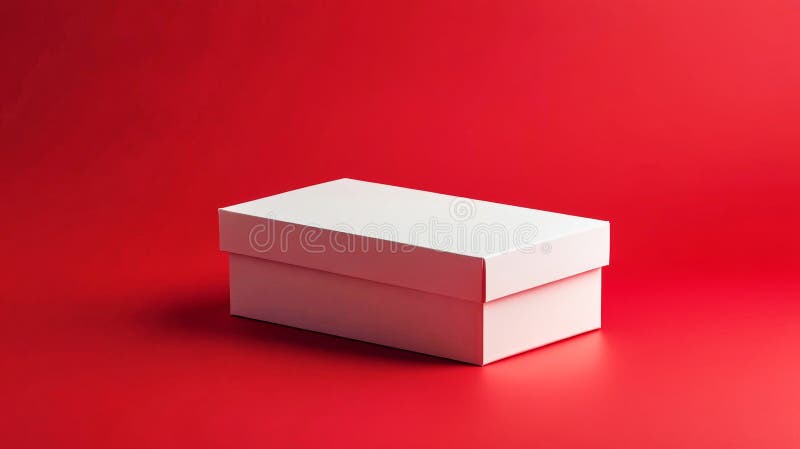 Minimalist Grey Packaging Box Displayed on Deep Red Background with ...