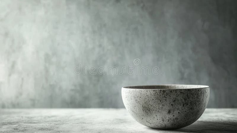 Minimalist Grey Stone Bowl on Textured Surface Stock Image - Image of ...