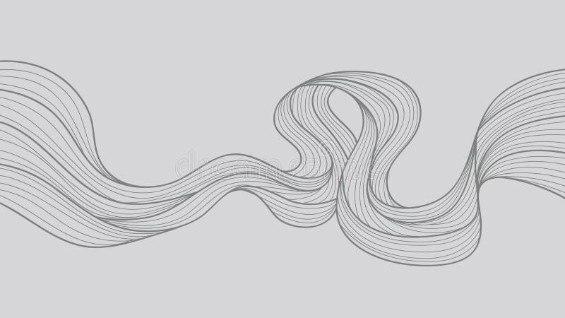 Minimalist Grey Wave Lines on Gray Background Stock Illustration ...