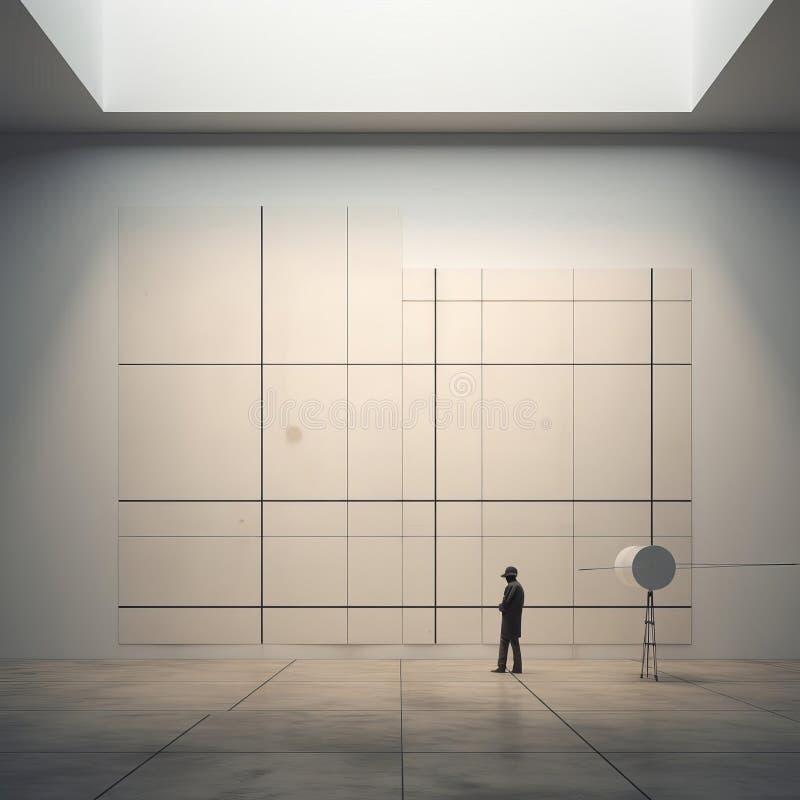 Minimalist Grid Pattern Background with Elegant White Sculptures Stock ...