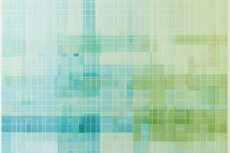 Minimalist Grid Patterns in Light Blue and Green, Representing ...