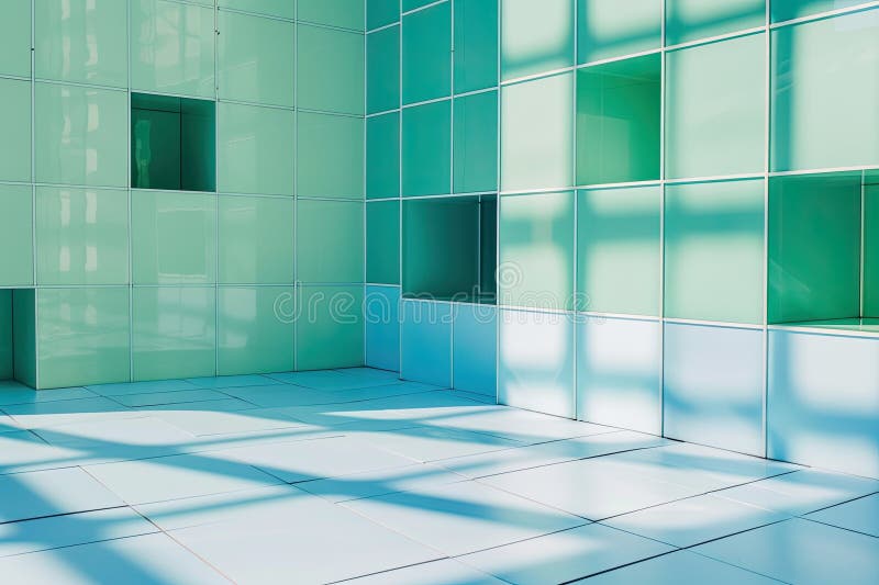 Minimalist Grid Patterns in Light Blue and Green, Representing ...