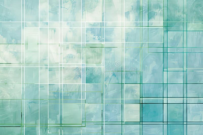 Minimalist Grid Patterns in Light Blue and Green, Representing ...