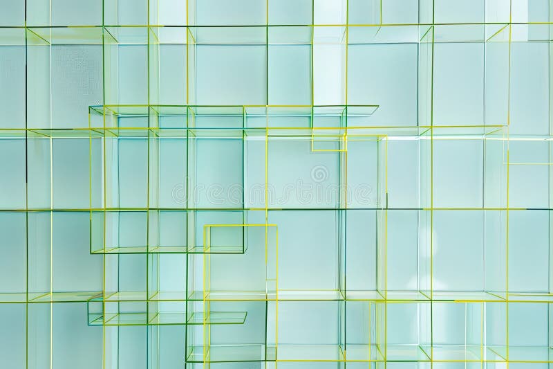 Minimalist Grid Patterns in Light Blue and Green, Representing ...