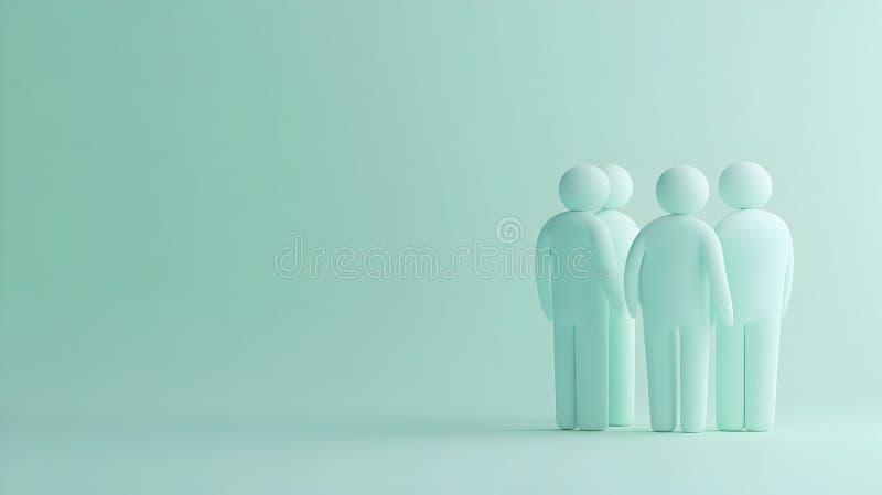 Minimalist Group of 3D Human Figures Standing Together on a Pastel ...
