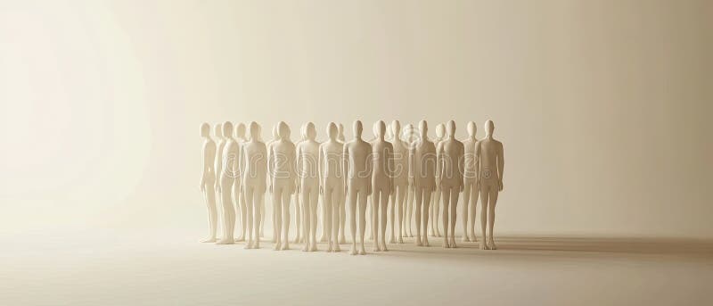 Minimalist Group of White Figures Standing in Front of a White ...