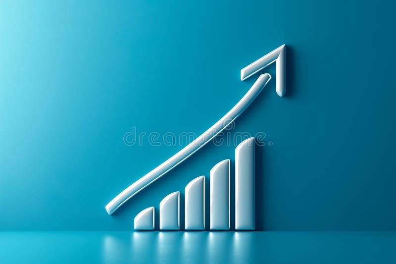 A Minimalist Growth Chart Shows Ascending Bars and an Upward Arrow ...