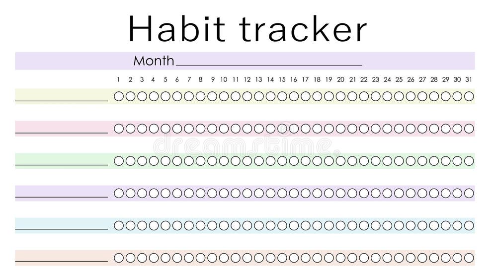 Minimalist Habit Tracker Vector Template Stock Illustration ...