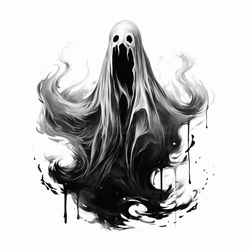 Minimalist Halloween Ghost Drawing Stock Illustration - Illustration of ...