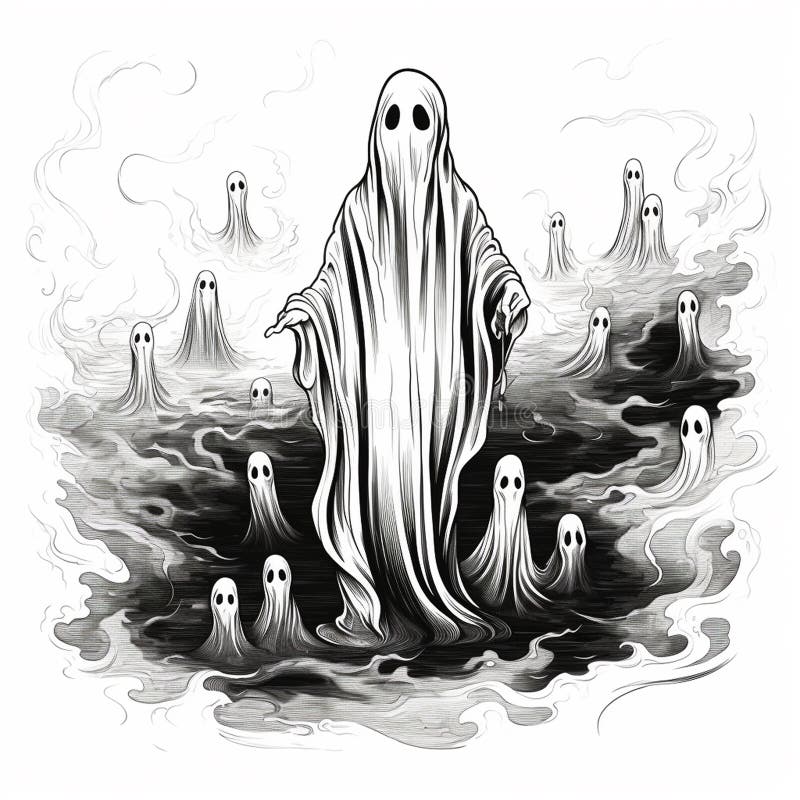 Minimalist Halloween Ghost Illustrations Stock Illustration ...
