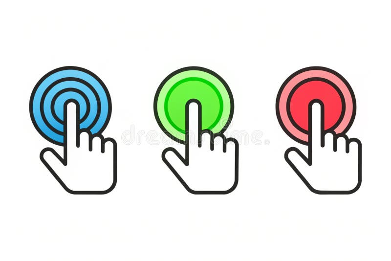 Minimalist Hand Click Icons in Circular Designs with Bright Tones ...