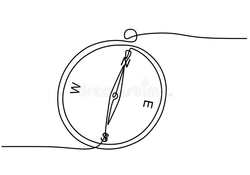 Minimalist Hand-Drawn Compass Design in Continuous Line Art Stock ...