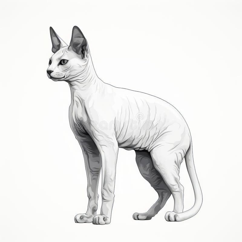 Minimalist Hand-drawn Cornish Rex Profile Stock Illustration ...