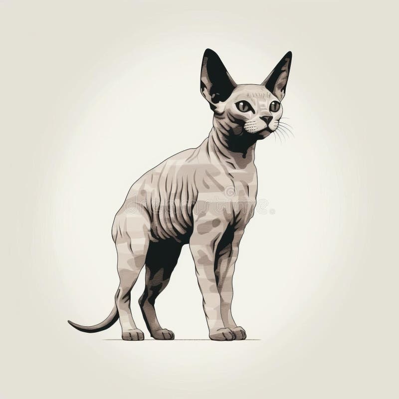 Minimalist Hand-drawn Devon Rex Cat Profile Stock Illustration ...