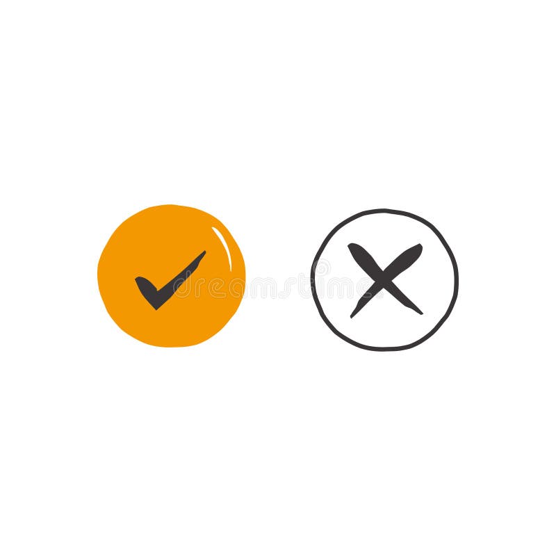 Minimalist Hand-drawn Illustration of a Checkmark in an Orange Circle ...