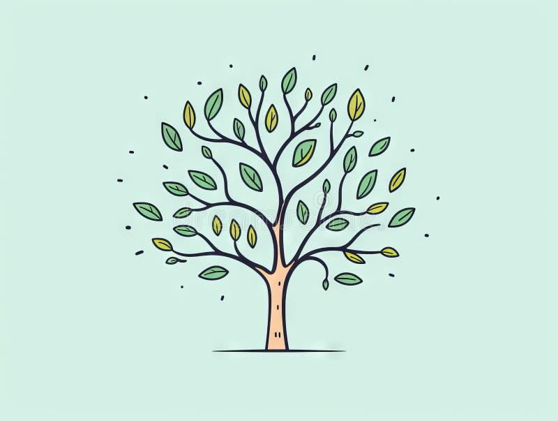 Minimalist Hand-Drawn Tree Illustration AI Generated Stock Illustration ...