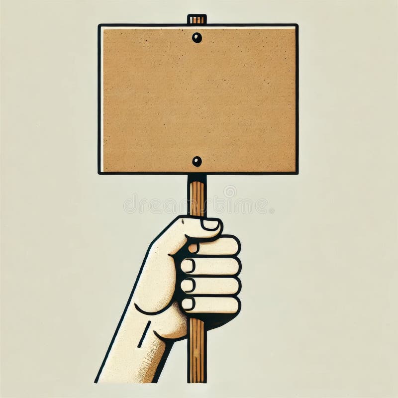 Minimalist Hand Holding Blank Protest Sign for Activism and Awareness ...