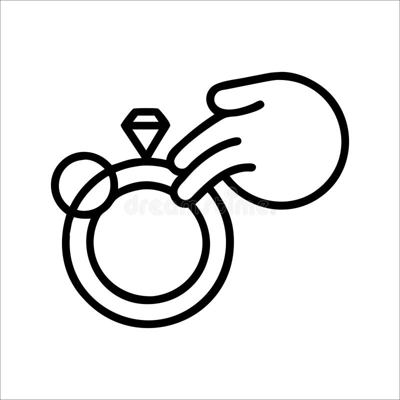 Minimalist Hand Holding Engagement Ring Line Drawing Stock Vector ...