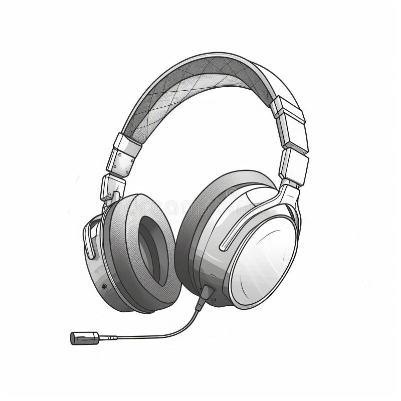 Minimalist Headset Illustration on White Background Stock Illustration ...