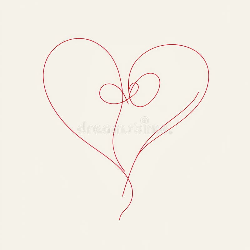 Minimalist Heart Design with a Single Unbroken Red Line Showcasing ...