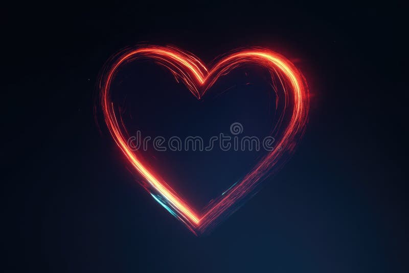 Minimalist Heart Outline with Shaded Details for Text. Stock ...