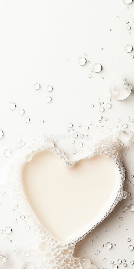 Minimalist Heart Shape in Bubbly Liquid on White Background Stock Image ...