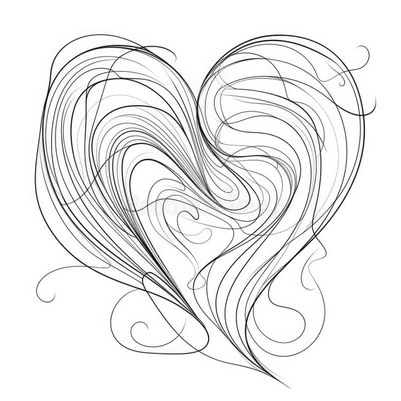 Minimalist Heart Shape Drawing for Invitations and Posters. Stock ...