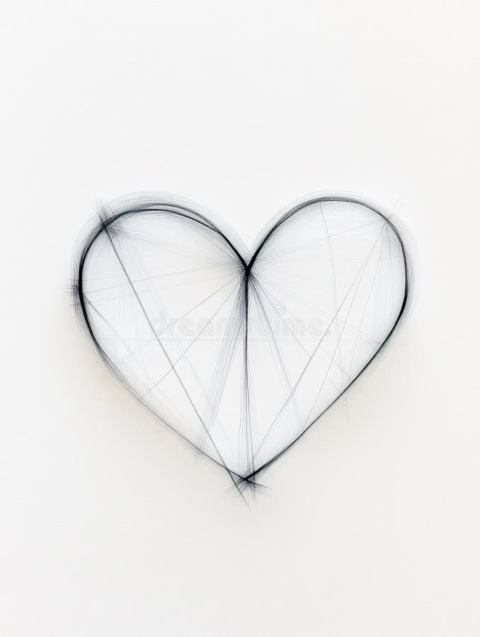 Minimalist Heart Shape is Formed by Intersecting Black Lines on White ...