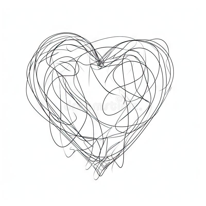 Minimalist Heart Shape One-Line Drawing for Invitations and Posters ...