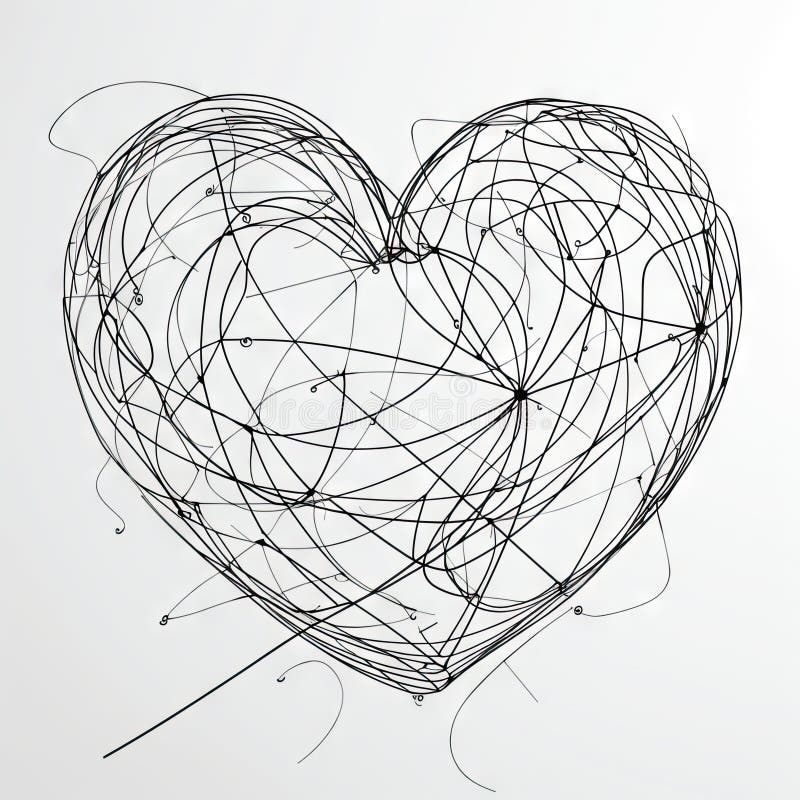 Minimalist Heart Shape One-Line Drawing for Invitations and Posters ...