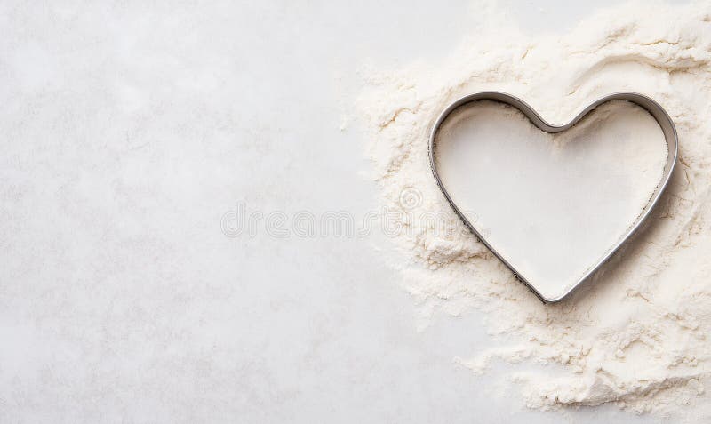 Minimalist Heart Shaped Baking, Culinary Concept with Baking Flour ...