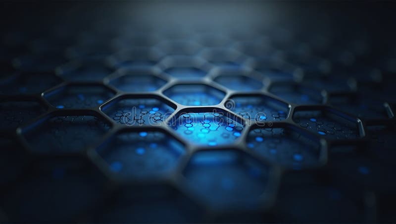 Minimalist Hexagonal Matte Pattern with Subtle Blue Energy Glow Stock ...