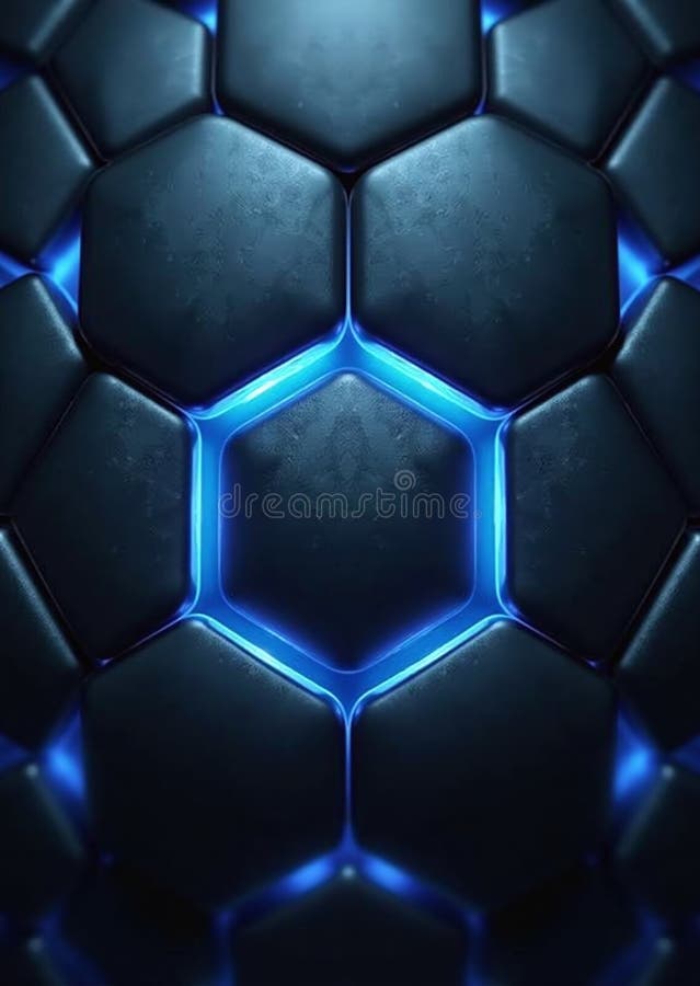 Minimalist Hexagonal Matte Pattern with Subtle Blue Energy Glow Stock ...