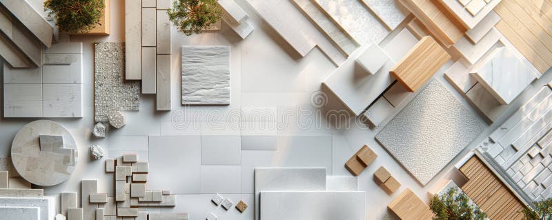 Minimalist High-resolution Architectural Material Samples in Top View ...