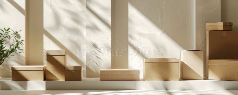 Minimalist High-resolution Photograph of Cardboard Boxes with Natural ...