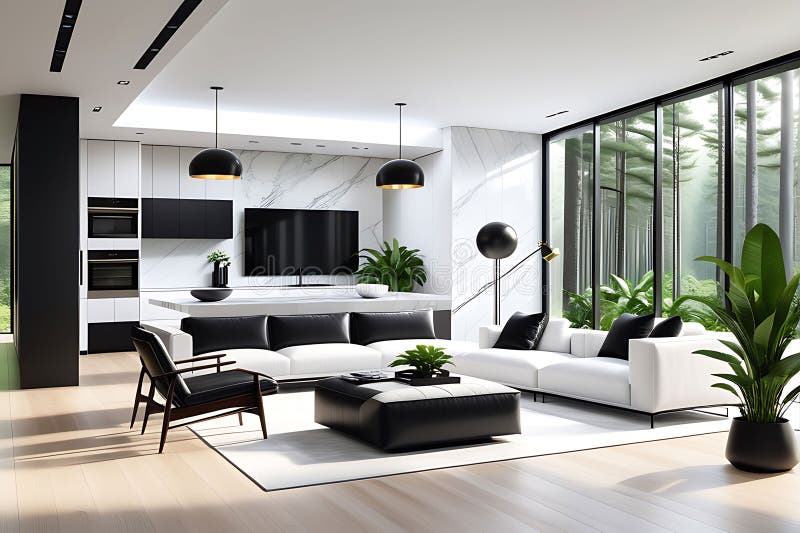 Minimalist Home Design Featuring an Open Plan Layout, Large Panoramic ...